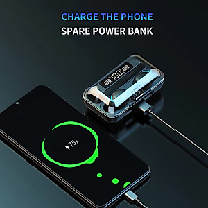 True Wireless Bluetooth Headphones Earbuds Game Headsets with Wireless Charging Case Waterproof Clear Noise Reduction Stereo Earphones in-Ear Touch Control Long Endurance headsets F9