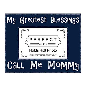 ThisWear Mother Daughter Frame My Greatest Blessings Call Me Mommy 4x6 Leatherette Photo Frame Navy