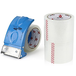 3 Inch Wide Clear Packing Tape with Dispenser,2.4 Mil x 55 Yards Heavy Duty Packaging Tape Refill for Shipping,Industrial Grade,Urtal Strong Boxing Tape for Moving,Mailing and Storages