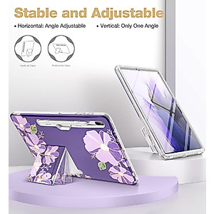 SURITCH for Samsung Galaxy Tab S7 FE Case for Tablet S7+ Plus, S8+ Plus, Built-in Screen Protector & S Pen Holder Full Body Shockproof Protective Cover with Foldable Kickstand, Purple Cosmos