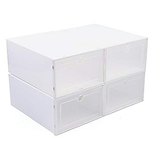 WDZCZDoo 20/24 Pack Shoe Storage Boxes, Clear Plastic Stackable Foldable Shoe Organizer Bins, Drawer Type Front Opening Shoe Sneaker Holder Containers (24Pcs)