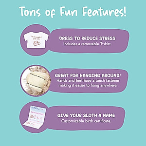 infloatables Stuffed Sloth Set of 2 - Adopt A Sloth Plush with Removable 'I Love Hanging with You' T-Shirt & Birth Certificate - Cute Stuffed Animal Sloth Gifts for Girls & Boys (Small 15 Inches)