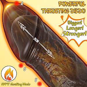 7.41" Large Girth Black Thrusting Dildo, Big Glans Realistic Dildo with Thrusting & Vibration & Heating, Huge Thick Anal Dildo Adult Sex Toy for Men, Big Size G spot Dildo Vibrator for Women Pleasure