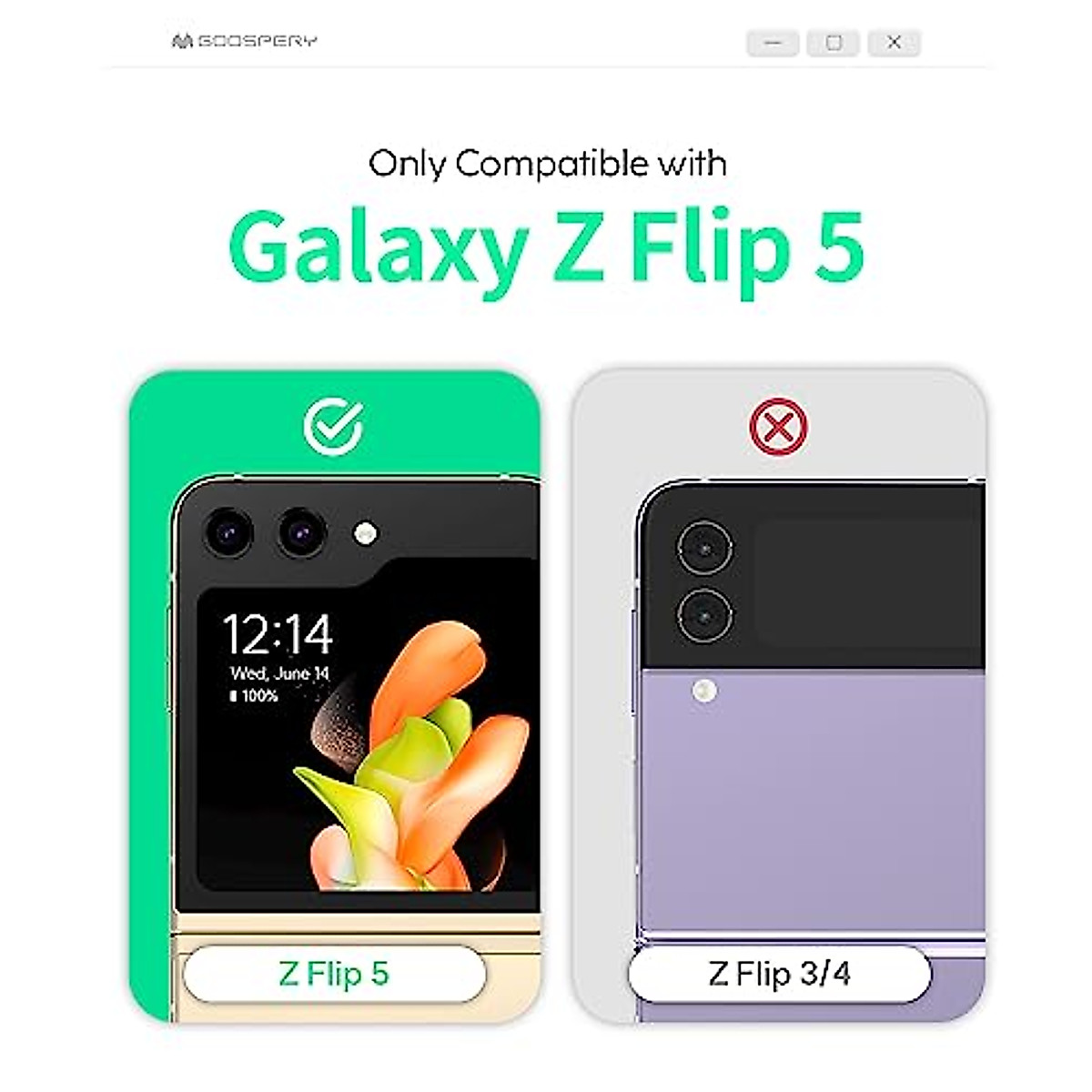 GOOSPERY Goosepry Ring Holder Case Compatible with Galaxy Z Flip 5 Case, Slim Thin Solid Pastel Sturdy Hard PC for Extra Protection Case for Z Filp5 5G 2023, Lilac Purple