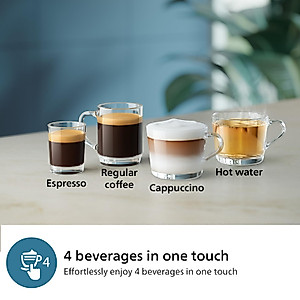 PHILIPS Series 2300 Fully Automatic Espresso Machine - 4 Hot Drinks, Fast Clean, 40% Quieter SilentBrew, Aquaclean Filter, Matte Black (EP2330/10)