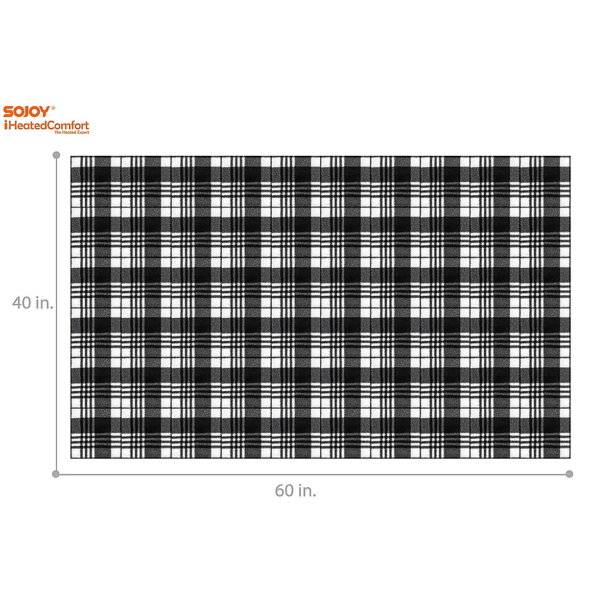 IHEALTHCOMFORT Warm Electric Heated Blanket with Intelligent Temp and 30/45/60mins Auto-Off Timer Controller for Car or RV Road Trip Outdoor Camping(60"x 40")(Black and White)…