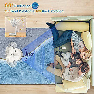 LIPETY Foldable Oscillating Standing Fan with Remote Control, 8" Portable Desk Quiet Fan, 7200mah Rechargeable USB Small Fan, Folded Floor Pedestal Fan for Bedroom Office Camp Travel