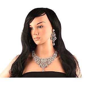 Touchstone Indian Bollywood Traditional Royal Look Attractive Filigree Carving Rhinestone Grand Bridal Designer Jewelry Necklace Set for Women