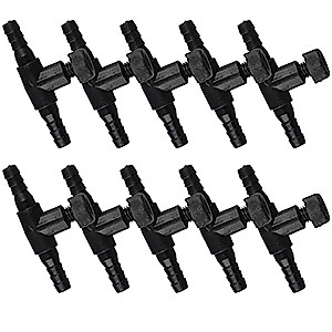 DFsucces Aquarium Control Valves,10 Pack T Shaped Control Valve,Single Way Plastic Air Flow Control Regulator,for Fish Tank Pump 4mm ID Tubing