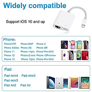 RJ45 Ethernet Adapter for lPhone[Compatible with Apple MFi Certified],10/100Mbps,Support iOS 15, Ethernet Adapter with Charge Port