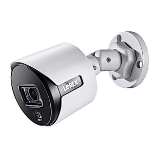 Lorex C881DA 4K Ultra HD Analog Active Deterrence Security Bullet Camera with Color Night Vision, 2.8mm, 135ft IR NV, IP67, White, (Only Camera) (Renewed)