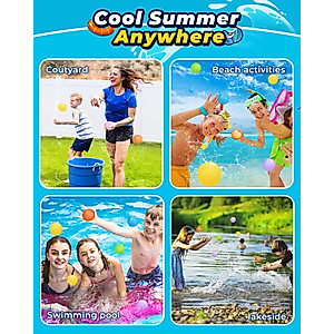SOPPYCID 12PCS Reusable Water Balloons - Quick Fill Water Balls Toys For Toddler Age 4-8 - Refillable Magnetic Self-Sealing Water Splash Bomb For Summer Party Pool Outdoor Beach Toys for kids Age 8-12