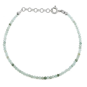 Jade Bracelet - Natural Burnish Jade Bracelet For Women With 925 sterling silver chain Handmade Natural Gemstone Beads Bracelet For Her - 22cm