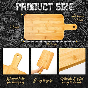 Nuenen 10 Pcs Wood Cutting Board with Handle 15.7 x 7.8 Inch Wooden Serving Board Kitchen Chopping Boards for Pizza, Bread, Cheese, Charcuterie, Fruit, Vegetables(Bamboo)