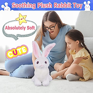 Marsjoy 12" White Easter Bunny Plush Toy, Soft Stuffed Animal Rabbit, Realistic Gift for Kids, Toddlers, Baby