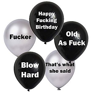 30 pc Funny Adult Birthday Balloons | Gag Gift for a Man Birthday~ Designed by BallBusters, a USA company (30 Black & Silver Balloons)
