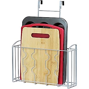SimpleHouseware Over the Cabinet Door Organizer Holder, Silver