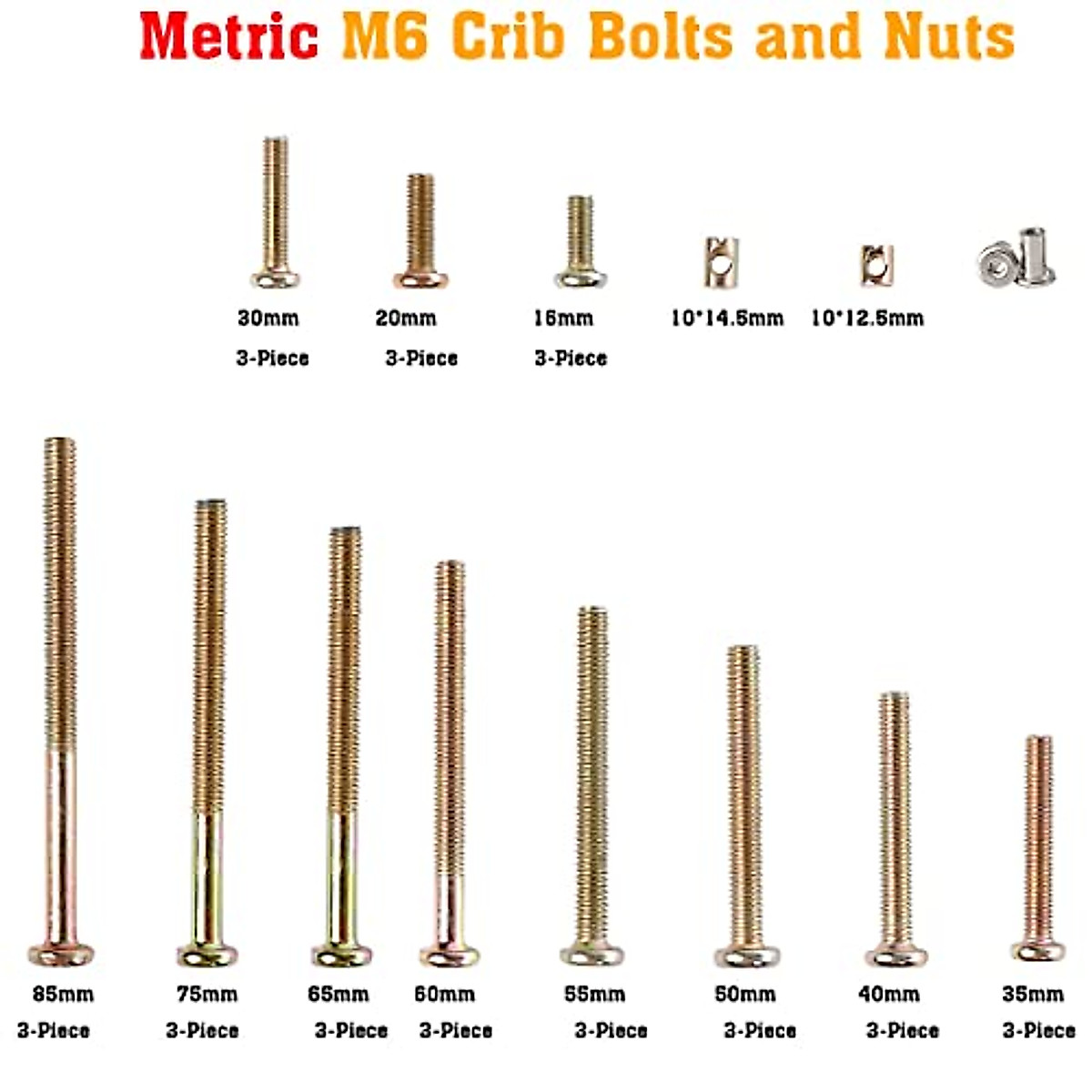 Crib Screws Bolts Replacement Hardware Parts Kit Metric M6 Allen Head Crib Bolts Barrel Nuts Compatible with Graco Solano Lauren Benton Hadley Asheville Ashleigh Stanton Cribs