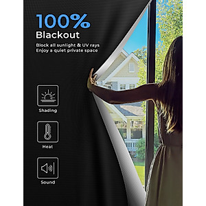 Sumobaby 75"x57" Portable Blackout Curtains, Blinds for Windows with Hook & Loop Tapes, 100% Blackout Window Shades, Window Curtains Easy to Cut Fit for Bedroom, Baby Room and TV Room (Black)