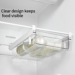 BIINONE Large Fridge Drawer Organizer 14in-20in for Deli Meat, Cheese, Vegetable, Fruit Clear Fridge Organizer Bins, Refrigerator Undershelf Drawer-XL