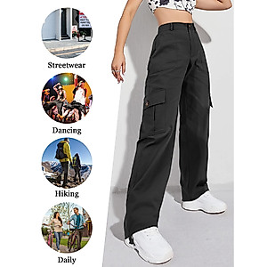 MSBASIC Cargo Pants for Women Casual Fashion Y2K High Waisted Baggy Pink Parachute Pants