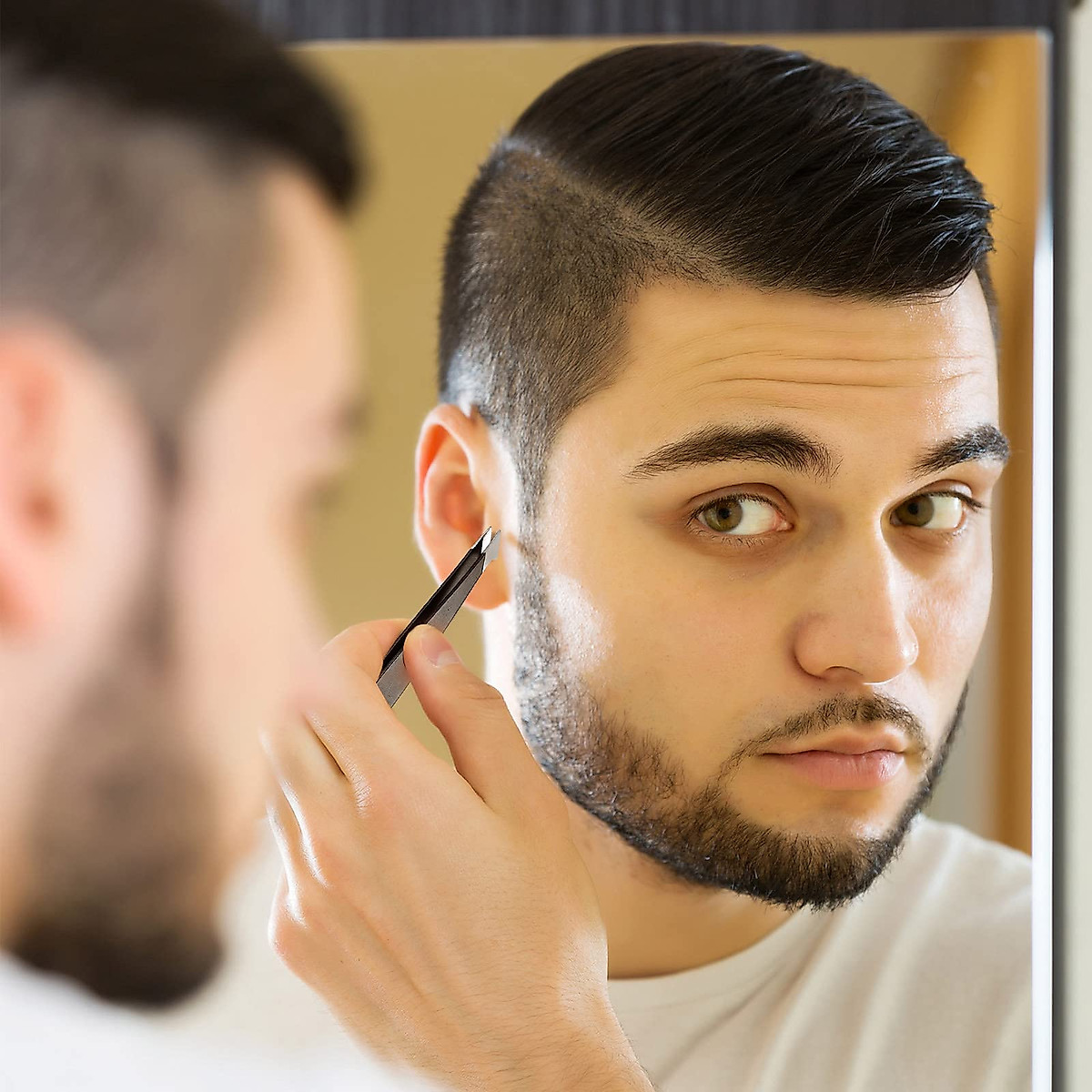 Honoson 3 Pieces Eyebrow Tweezers Stainless Steel Pointed Tip Pointed Hair Removal Tweezers Precision Splinter Plucking and Ingrown Hair Removal(Black)