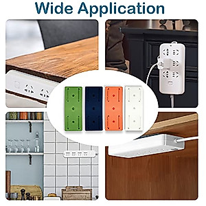HINGTAI 4 PCS Self-adhesive Desktop Socket Holder, Simple and Fast Installation, No Drilling Required, ABS Material, Suitable for Marble, Tile, Wood, Plastic
