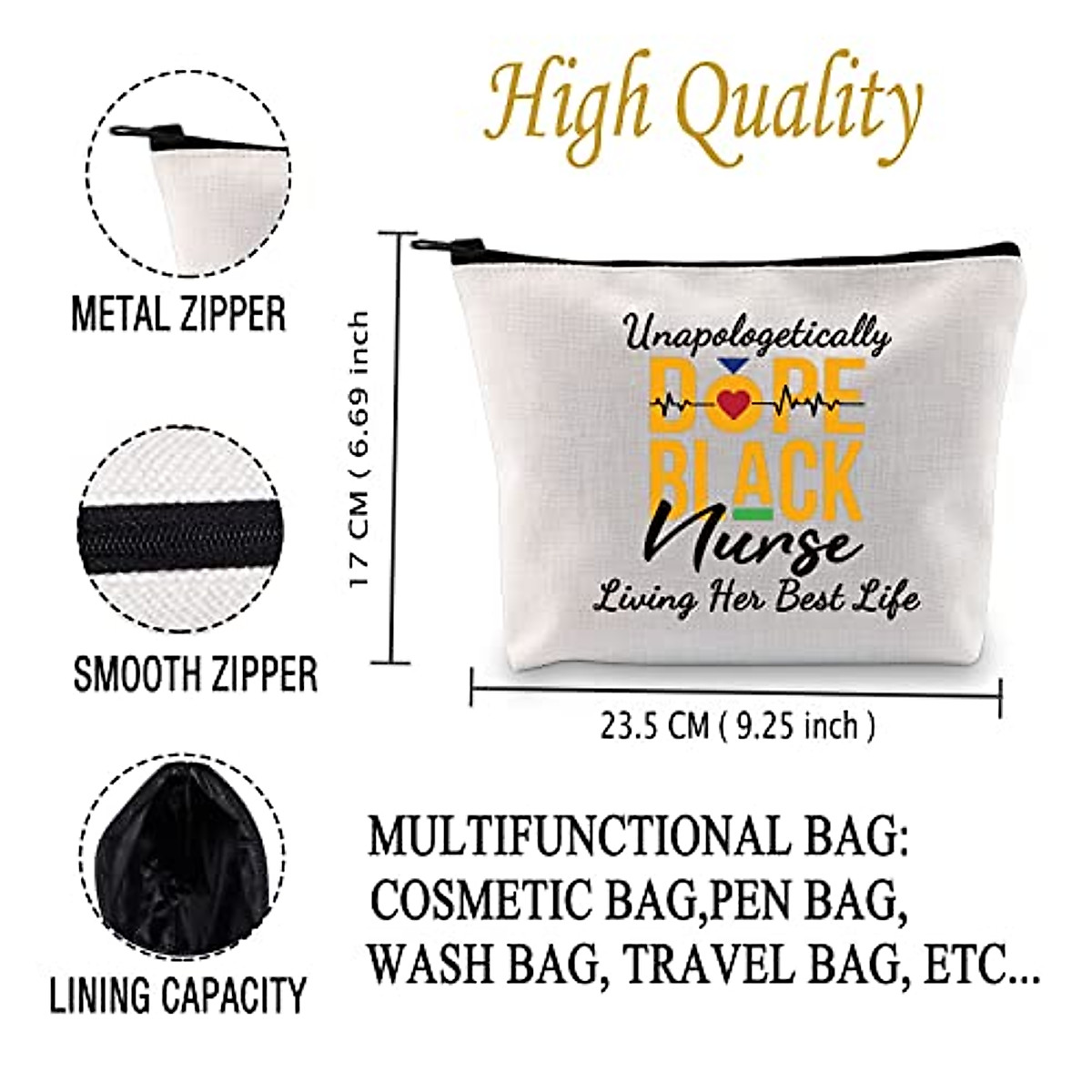 JXGZSO Black Nurse Gifts Black Nurse Bag African American Nurse Gifts Unapologetically Dope Black Nurse Living Her Best Life (Unapologetically Dope bag)