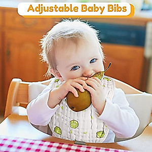 20 Pcs Muslin Bibs Baby Bandana Drool Bibs Adjustable Cotton Bibs for Boys Girls Newborn Infant 6 Absorbent Layers Newborn Bibs for Baby Boy Girl Feeding, Drooling and Teething