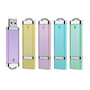 Aiibe 2GB 2G USB Flash Drive 5 Pack USB 2.0 Memory Stick Thumb Drives 2GB (5 Mixed Colors: Blue Green Yellow Pink Purple)
