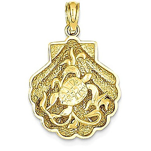 IceCarats 14K Yellow Gold Sea Turtle Shell Necklace Charm Pendant Only