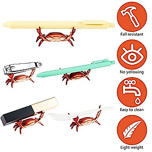 Zonon 2 Pieces Japanese Creative Cute Crab Pen Holder Weightlifting Crabs Pen Holder Stand Bracket Storage Pen Rack for Christmas Graduation Gift Office Home Store Accessories Holder (Red)