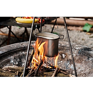 iBasingo 300ML & 600ML Titanium Cup Set Canteen Mess Kit with Folding Handle Hanging Ring Ultralight Portable Cookware for 1 Person Outdoor Camping Backpacking Hiking Small Lunch Box Ti2046C