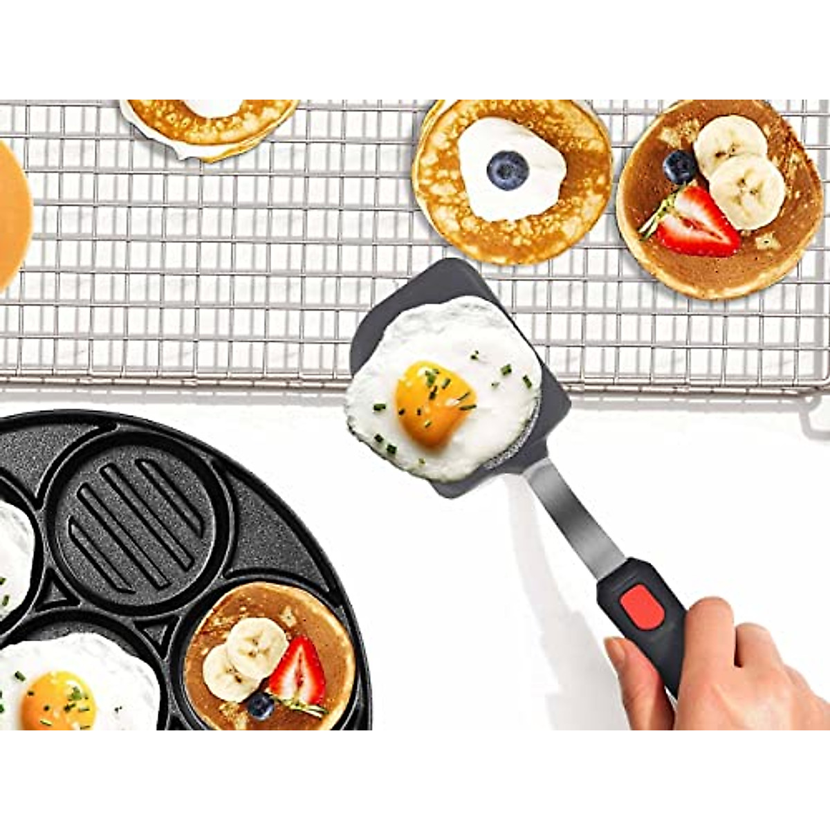 2 Pack Flexible Silicone Spatula Turner, 600°F Heat Resistant Silicone Spatula Set for Nonstick Cookware, Kitchen Silicone Cooking Utensil Set for Egg Pancake Flipper/Heat Resistant Silicone Grip