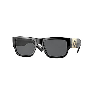 Versace VE4406 GB1/87 56MM Black/Dark Grey Rectangle Sunglasses for Men + BUNDLE With Designer iWear Eyewear Kit