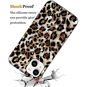 J.west Case Compatible with iPhone 14 Plus Case,Luxury Sparkle Translucent Clear Vintage Leopard Print Soft Silicone Cover for Girls Women Protective Phone Case for iPhone 14 Plus 6.7 inch Cheetah