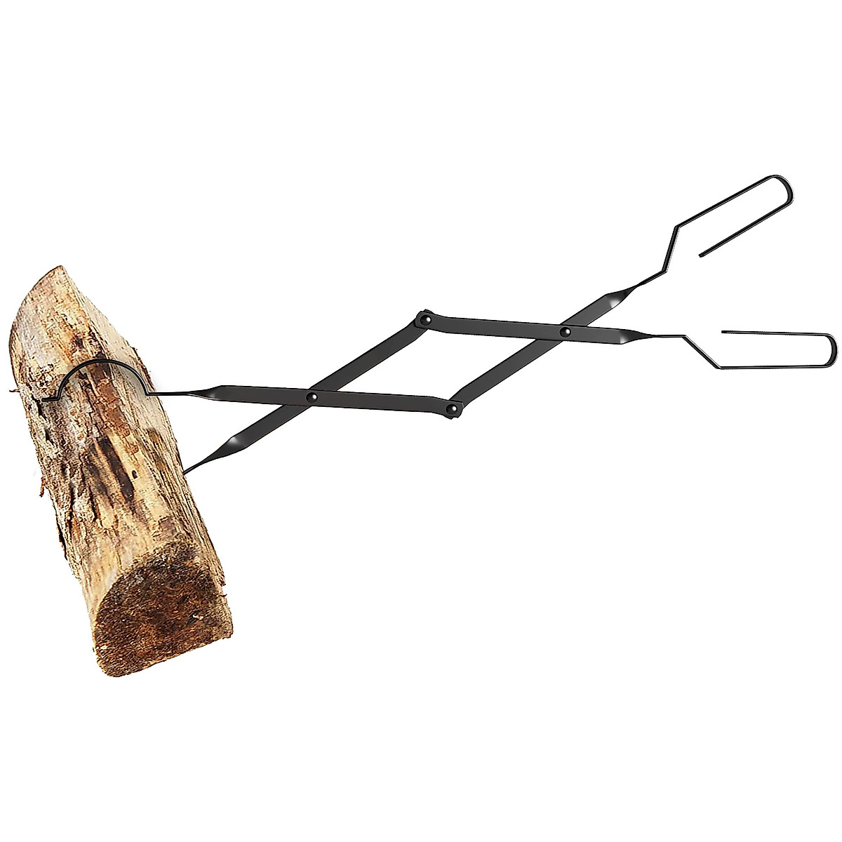 Kingson Arc Design Fireplace Tools, 26'' Firewood Tongs Log Grabber with Handcrafted Wrought Iron for Indoor Fireplace/Outdoor Fire Pit Campfire