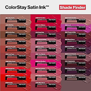 REVLON ColorStay Satin Ink Crown Jewels Liquid Lipstick, Longlasting & Waterproof Lipcolor, Moisturizing Creamy Formula Infused with Black Currant Seed Oil, 035 Reigning Red, 0.17 fl oz.