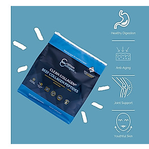 Collagen Peptides Powder 5lb (80oz) Pouch - Clean Collagen® - Unflavored, Grass Fed, Paleo, Non GMO, Kosher - Highly Soluble Protein