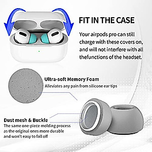 [4 Pairs] for Airpods Pro Ear Tips (Memory Foam), Replacement Ear Tips for Airpods Pro with Noise Reduction Hole | Fit in The Charging Case | with Portable Storage Box (Black/Grey/Orange/Mint Blue)