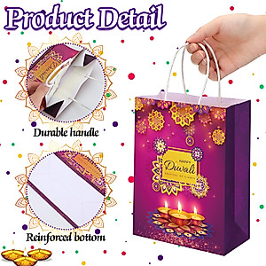 Qilery 18 Pcs Diwali Gift Bags with Tissue Paper Diwali Party Favors Diwali Candy Goody Bags with Handles Indian Diwali Treat Bags for Diwali Party Indian Celebration Supplies Decoration