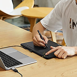 UGEE 10X6.27 Inches Drawing Tablet,Digital Drawing Art Pad with 12 Shortcut Keys,Battery-Free 8192 Passive Stylus，Computer Graphic Pen Tablet Work for Mac, Windows PC and Android