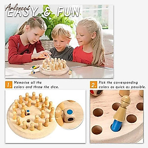 Wooden Memory Match Stick Chess Game, Color Memory Chess, Funny Block Board Game, Parent-Child Interaction Toy, Educational Intelligent Games Logic Braintease Toys for Boys and Girls Age 3 and Up