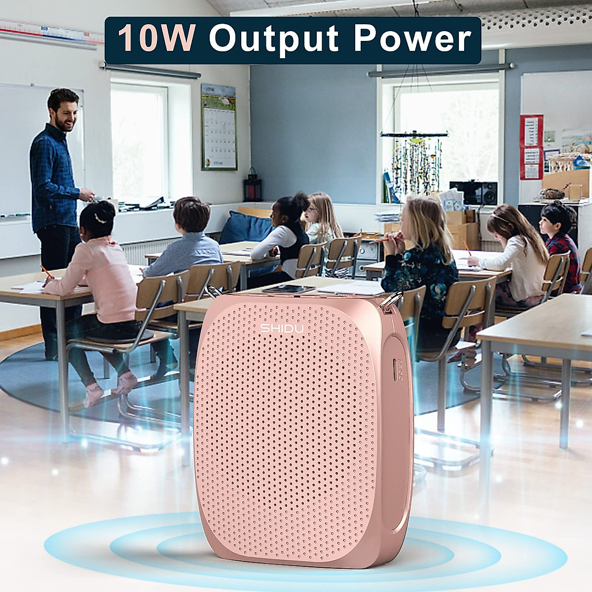 SHIDU Voice Amplifier Teachers,Megaphone Speaker Portable PA System with Microphone Headset(Work of 12hours) Supports MP3 Format Audio for Tour Guides Coaches Yoga Fitness Instructors