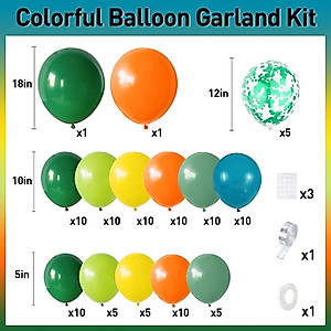 GRESATEK Jungle Themed Balloon Garland Arch Kit, Sage Green Orange Yellow Olive Balloons Decorations for Boys Girls Birthday Baby Shower Safari Dinosaur Party Decor Supplies (BLSTR100)