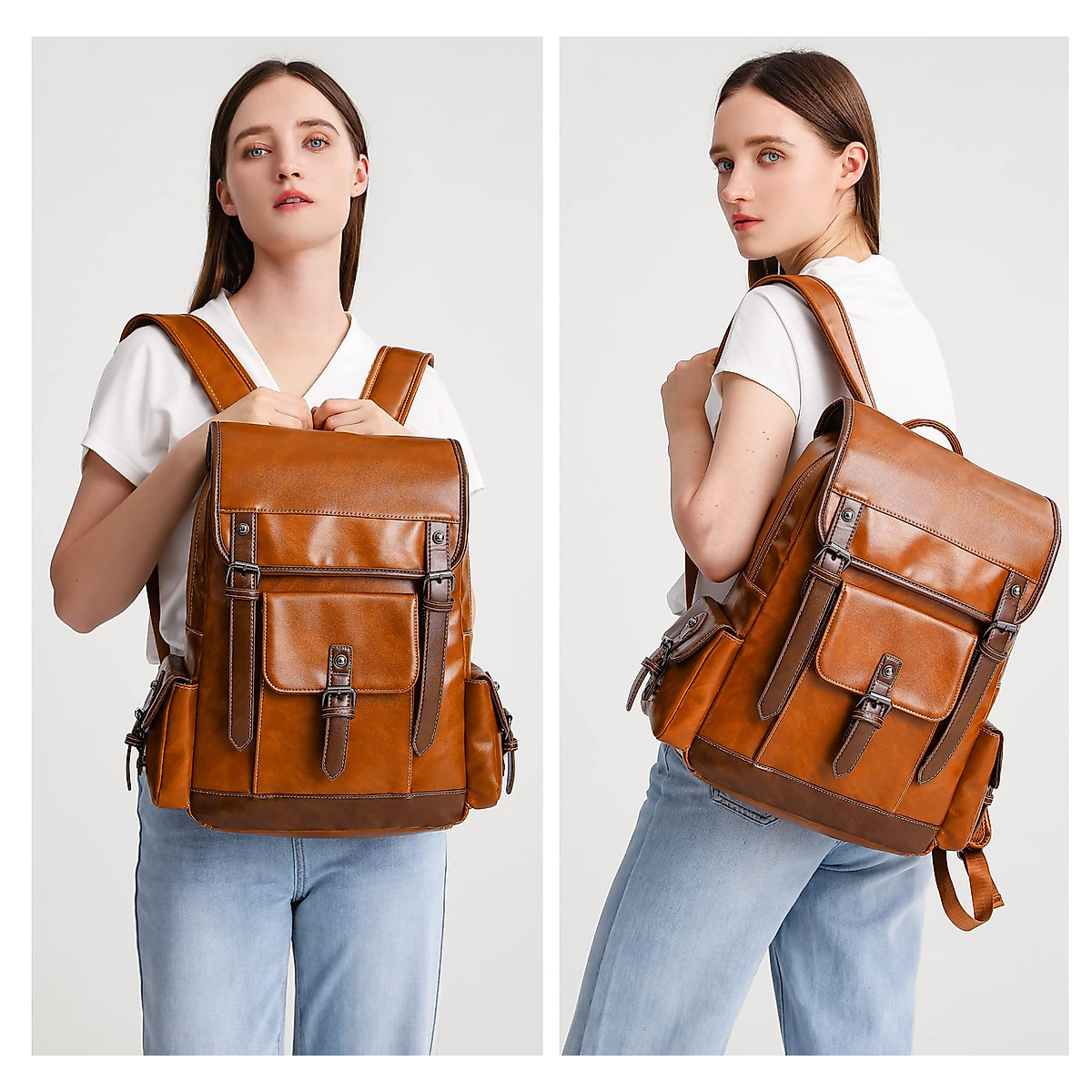 Women's Fashion Designer Backpack,Vegan Leather Backpacks For Work Travel College,Unisex Shoulder Daypack (brown-2218)