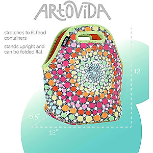 Artovida Artists Collective Insulated Neoprene Lunch Bag - Washable Soft Lunch Tote for Work and Picnic - Design by Caia Koopman (USA) Octopus Intertwined - Classic