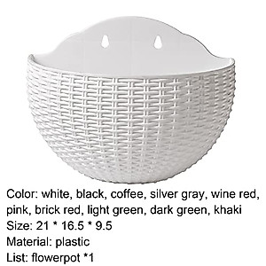 VEAREAR Hanging Planter Imitation Rattan Design Reusable Plastic Wall Planter Wall-Mounted Simple White