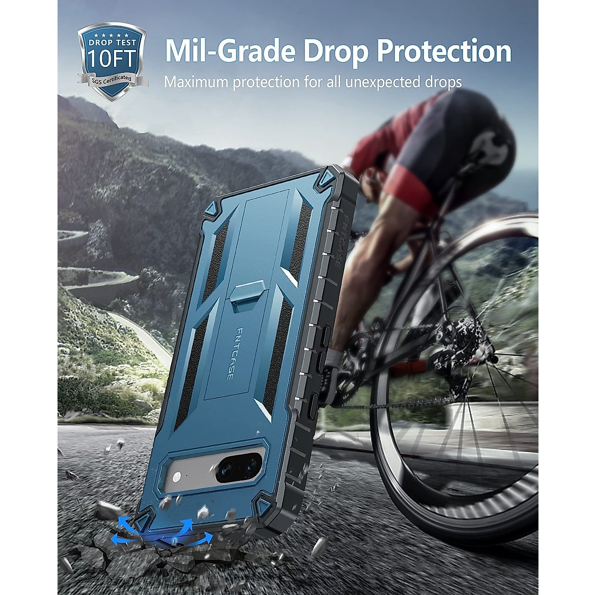 FNTCASE for Google Pixel 7a Case: Dual Layer Protective Rugged Shockproof Cell Phone Cover with Built-in Screen Protector & Kickstand | Military Grade Drop Heavy Duty Protection Tough 7A Case 6.1''