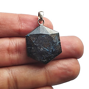 Blak Nuummite Gemstone Pendant, 925 Sterling Silver Genuine Blue Fire Cabochon Pendant, Women Pendant Jewelry, Gift Jewelry for Any Occasion, Handmade Birthstone Pendant, Black